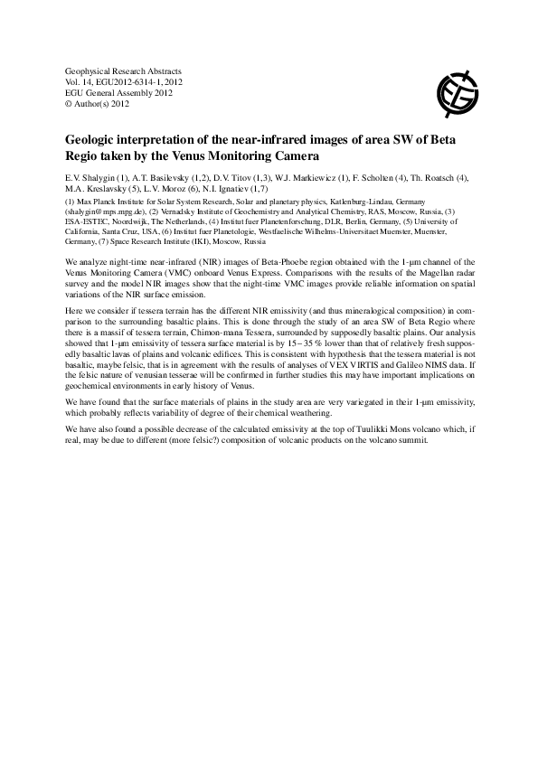 (PDF) Geologic interpretation of the near-infrared images of the ...