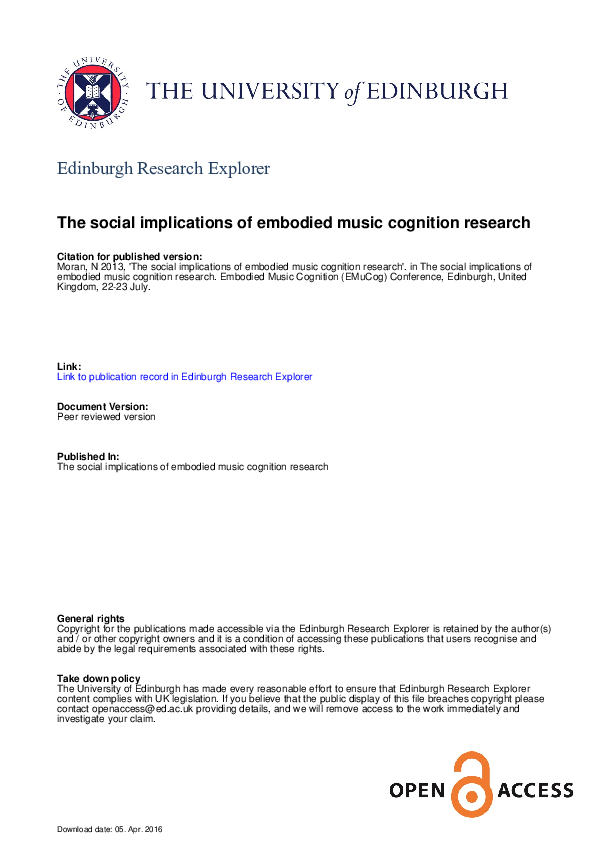 (PDF) The social implications of embodied music cognition research