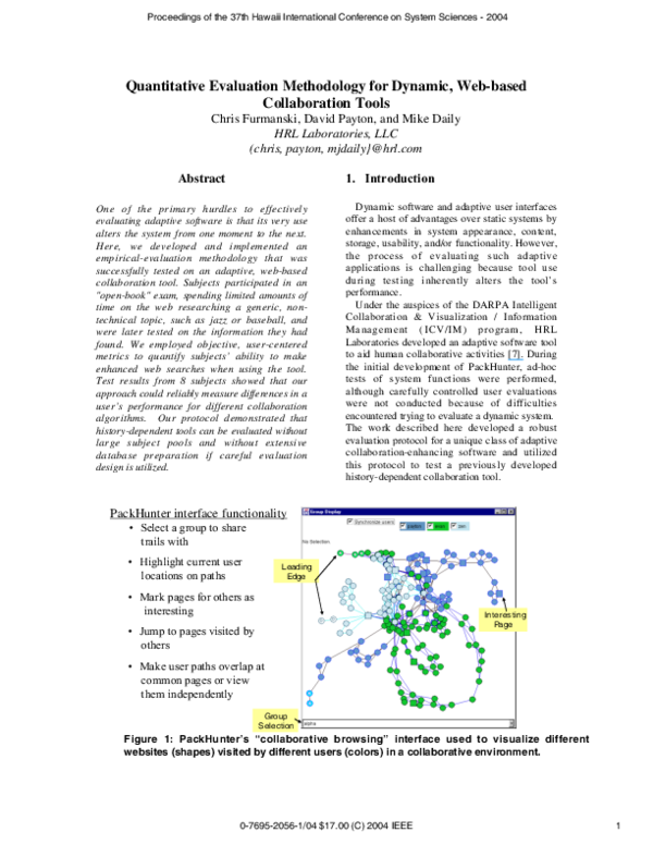(PDF) Evaluating Web-Based Collaboration Tools with User Metrics