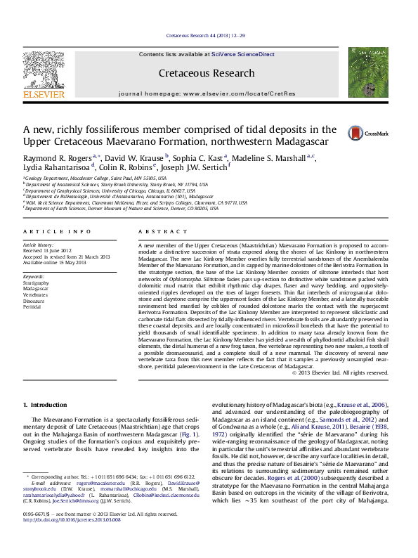 (PDF) A new, richly fossiliferous member comprised of tidal deposits in ...