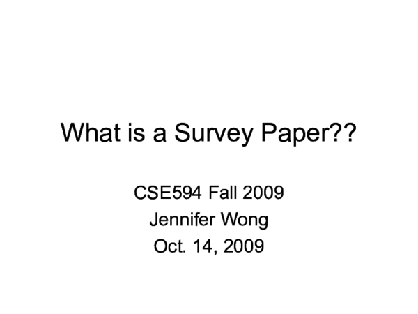 (PPT) What is a Survey Paper