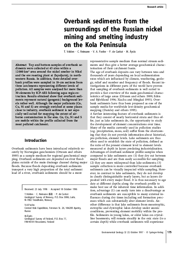 (PDF) Overbank sediments from the surroundings of the Russian nickel ...