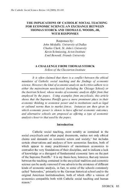 (PDF) THE IMPLICATIONS OF CATHOLIC SOCIAL TEACHING FOR ECONOMIC SCIENCE ...