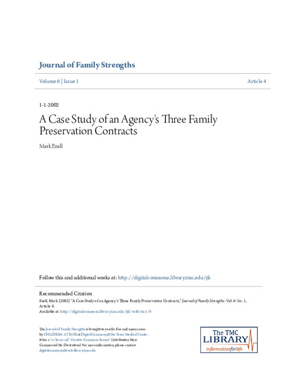(PDF) A Case Study of an Agency's Three Family Preservation Contracts