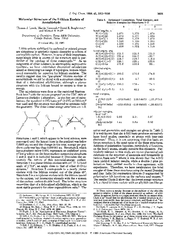 (PDF) Molecular structure of the lithium enolate of acetaldehyde