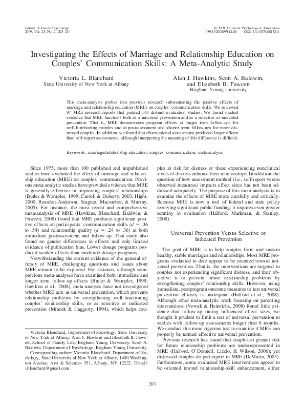 (PDF) Investigating the effects of marriage and relationship education ...