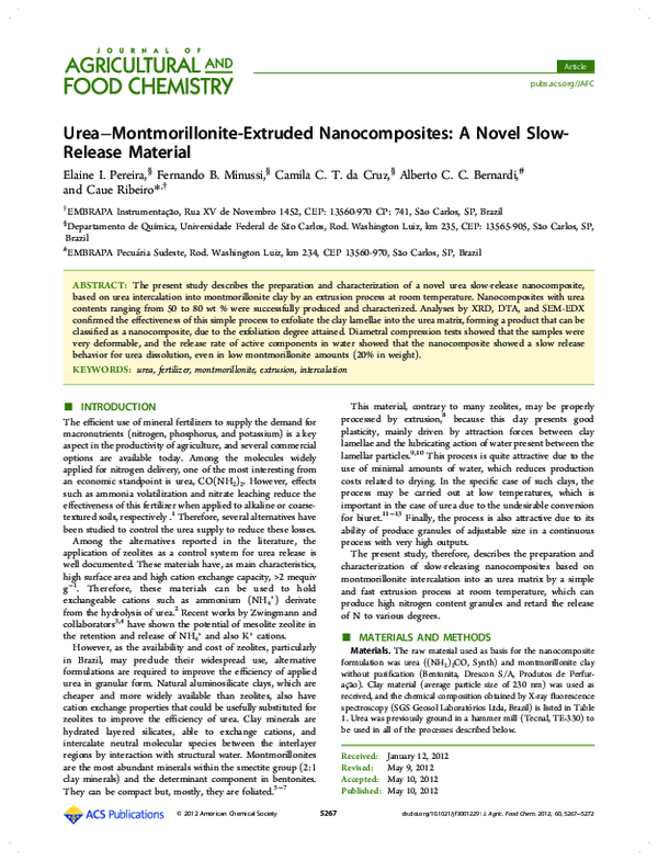 (PDF) Urea–Montmorillonite-Extruded Nanocomposites: A Novel Slow ...