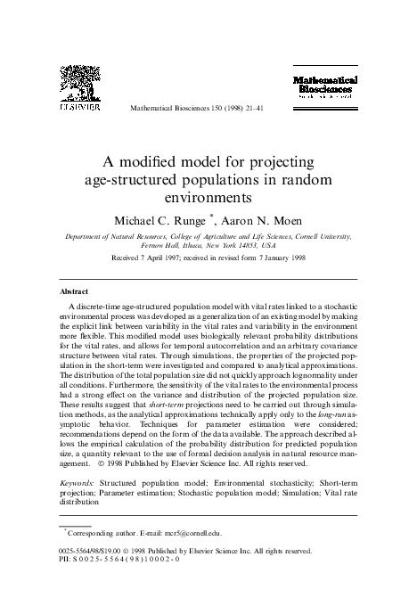 (PDF) A modified model for projecting age-structured populations in random environments