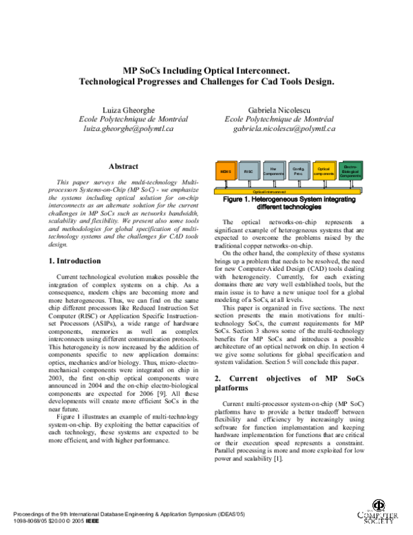 (PDF) MP SoCs Including Optical Interconnect. Technological Progresses ...