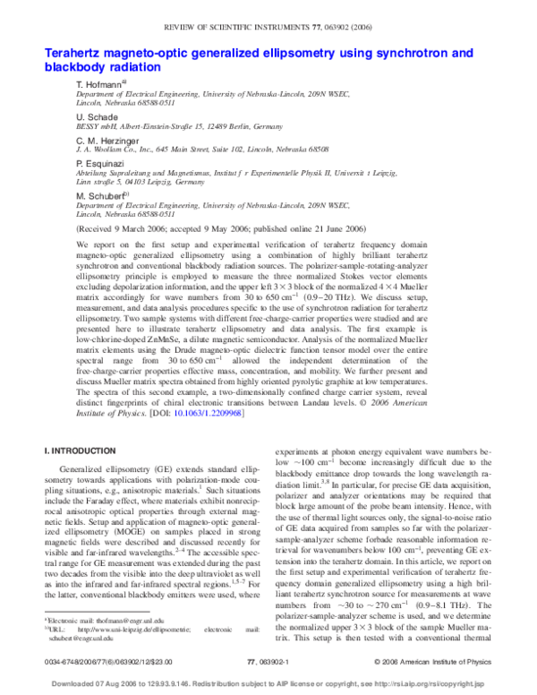 (PDF) Terahertz magneto-optic generalized ellipsometry using ...