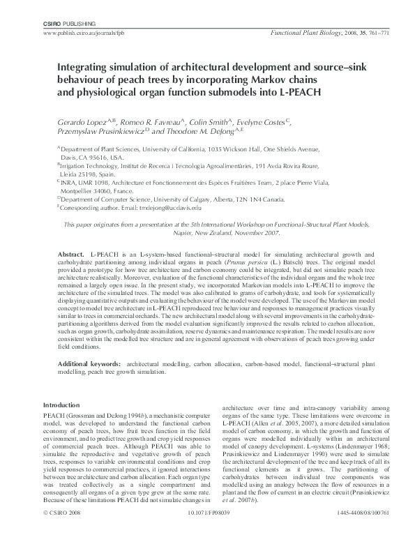 (PDF) Integrating simulation of architectural development and source–sink behaviour of peach ...