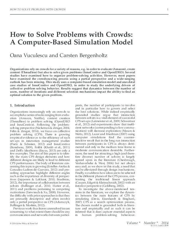 (PDF) How to Solve Problems with Crowds: A Computer-Based Simulation Model