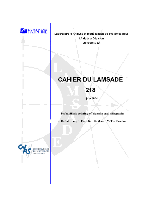 (PDF) Probabilistic graph-coloring in bipartite and split graphs