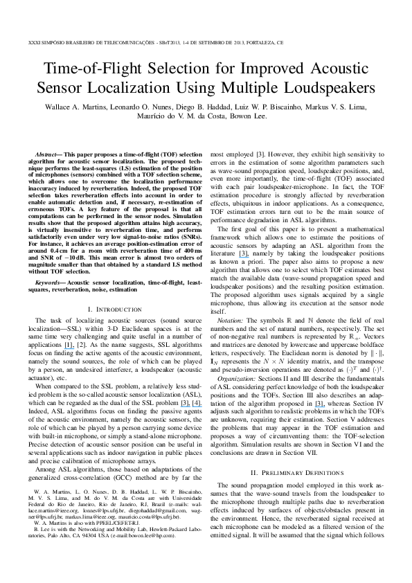 (PDF) Time-of-Flight Selection for Improved Acoustic Sensor ...