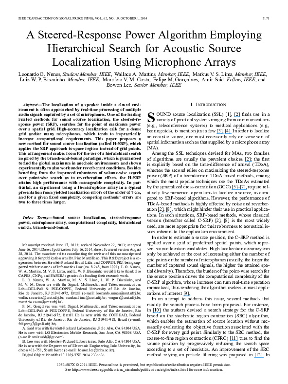 (PDF) A Steered-Response Power Algorithm Employing Hierarchical Search for Acoustic Source ...