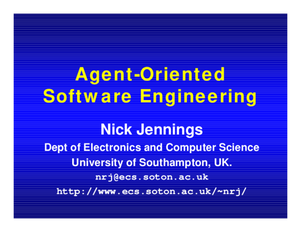 Pdf Agent Centric Approaches In Software Engineering