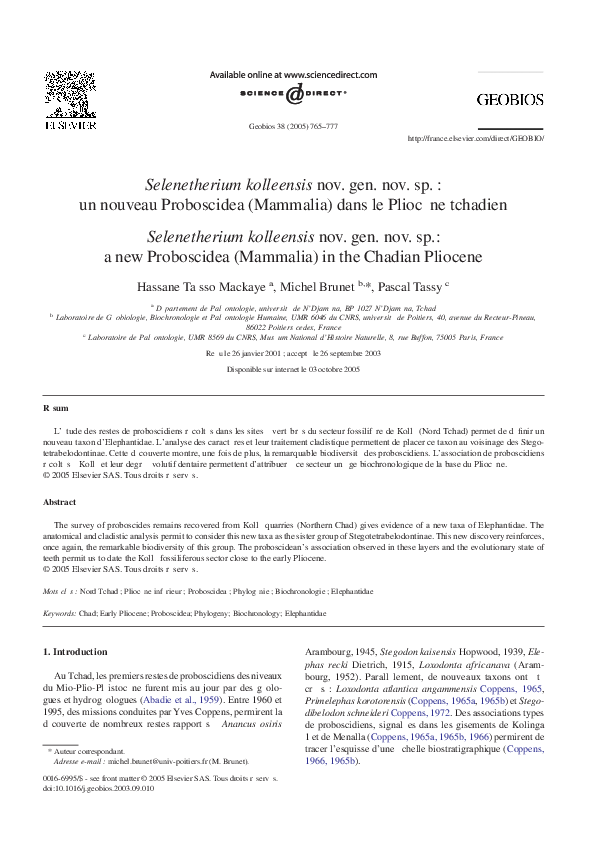 (PDF) Selenetherium kolleensis nov. gen. nov. sp. : un nouveau ...