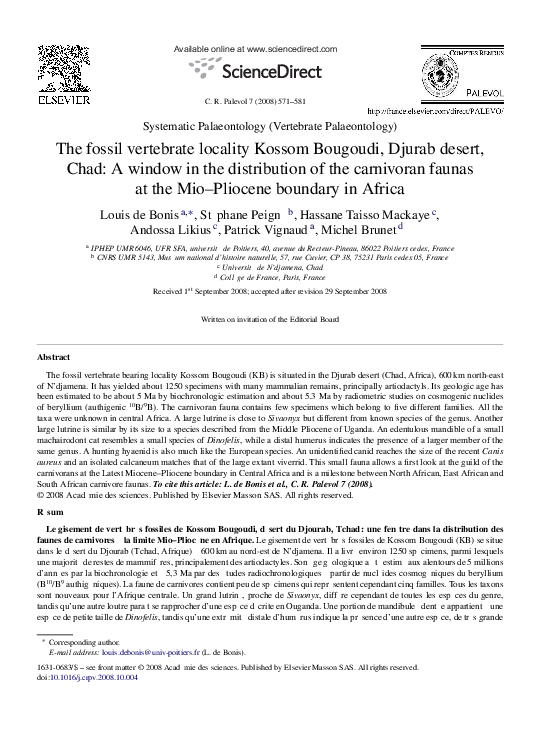 (PDF) The fossil vertebrate locality Kossom Bougoudi, Djurab desert ...