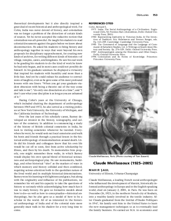 (PDF) Claude Meillassoux (1925-2005)