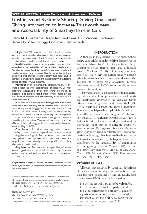 (PDF) Trust in Smart Systems: Sharing Driving Goals and Giving ...
