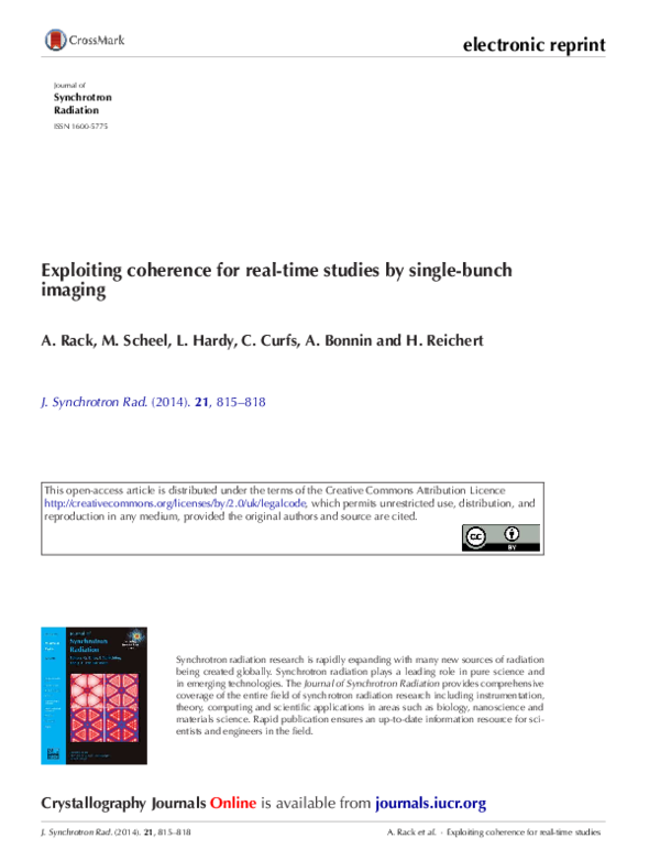 (PDF) Exploiting coherence for real-time studies by single-bunch imaging