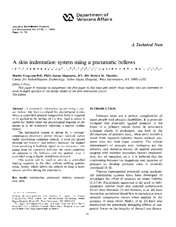 Pdf A Skin Indentation System Using A Pneumatic Bellows Martin Ferguson Pell