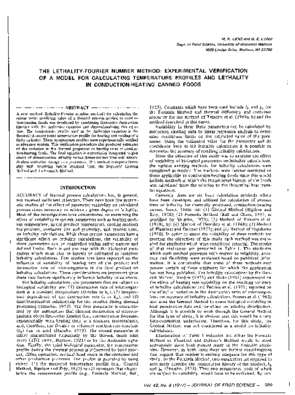 (PDF) The Lethality-Fourier Number Method: Experimental Verification of ...