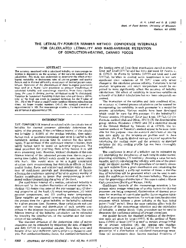(PDF) The Lethality-Fourier Number Method: Confidence Intervals for ...