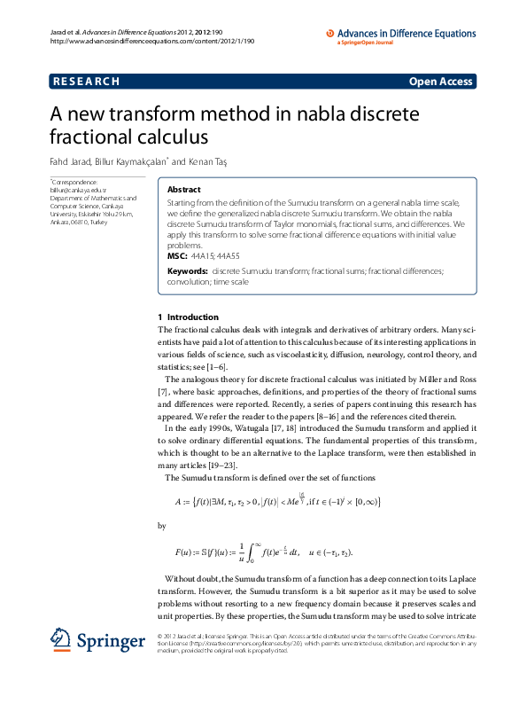 (PDF) A new transform method in nabla discrete fractional calculus ...