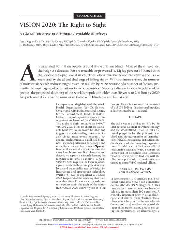 (PDF) VISION 2020: The Right to Sight: a global initiative to eliminate ...
