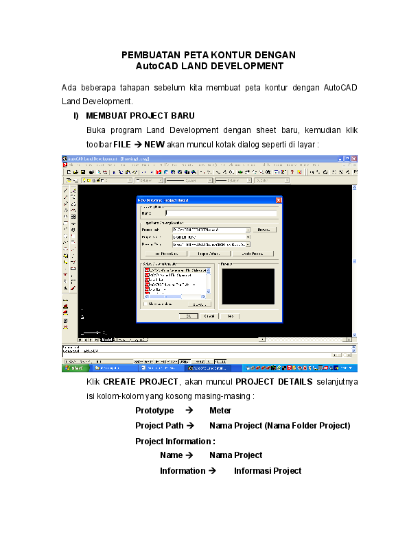 (DOC) PEMBUATAN PETA KONTUR DENGAN AutoCAD LAND DEVELOPMENT