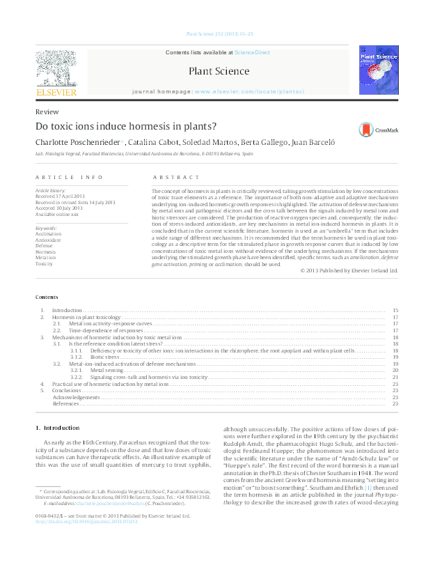 (PDF) Do toxic ions induce hormesis in plants?