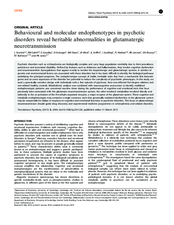 (PDF) Behavioural and molecular endophenotypes in psychotic disorders ...