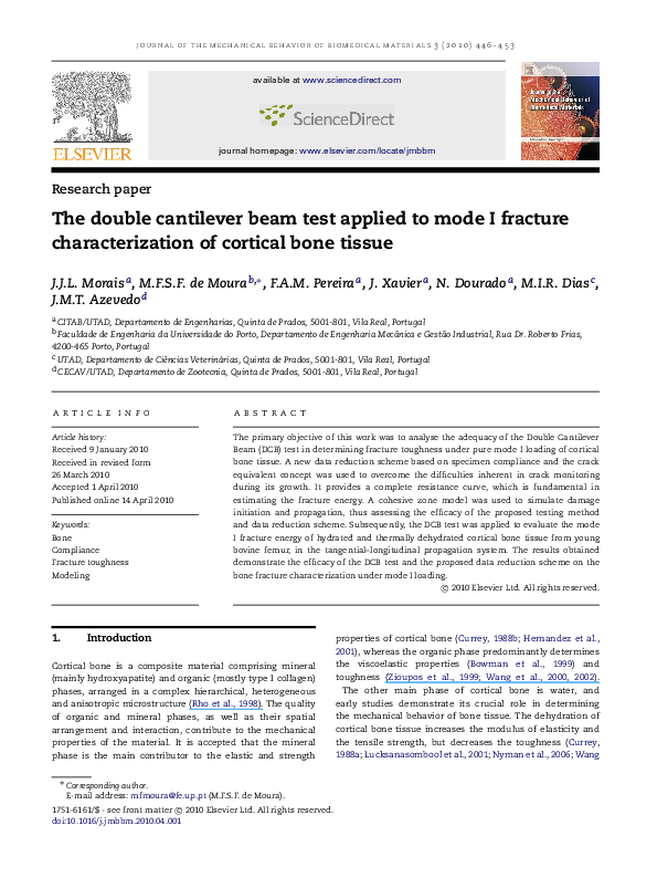 (PDF) The double cantilever beam test applied to mode I fracture ...
