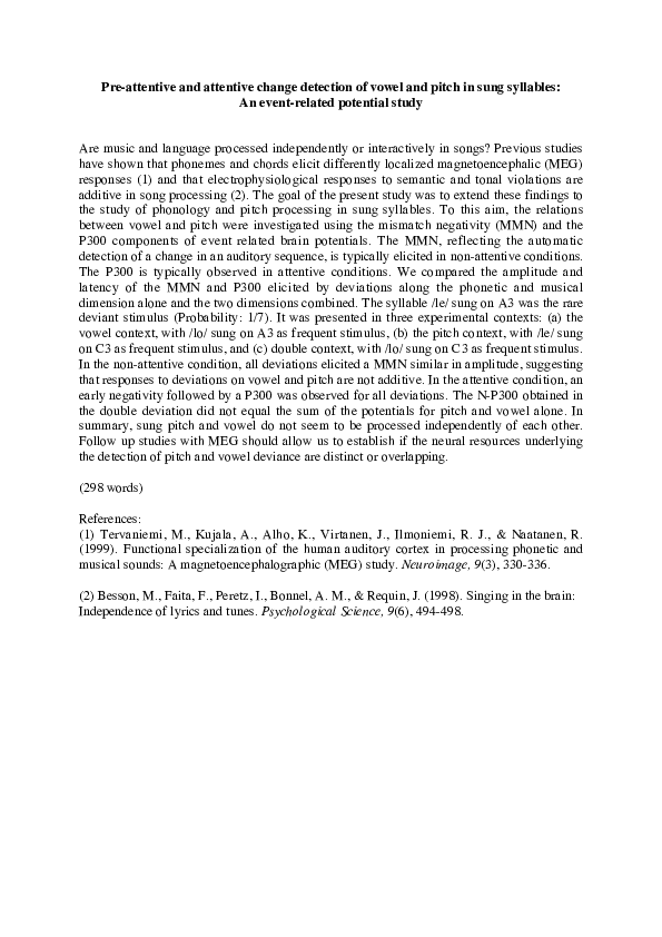 Pre-attentive change detection of vowel and pitch in sung syllables: An ...