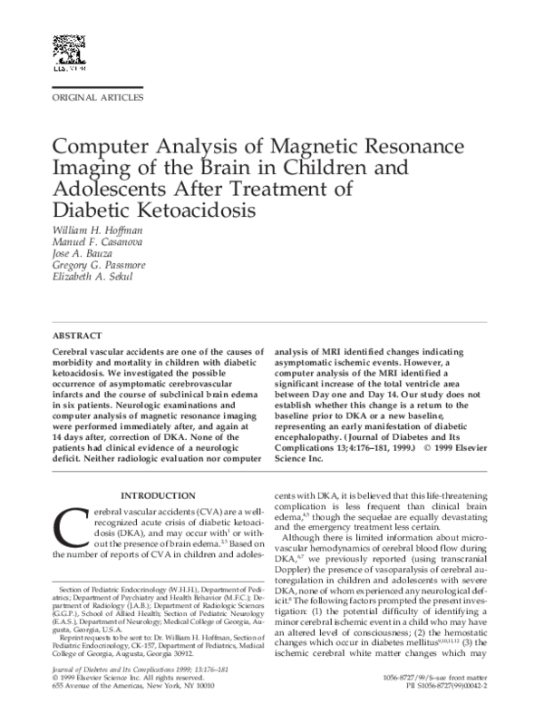 (PDF) Computer Analysis of Magnetic Resonance Imaging of the Brain in ...