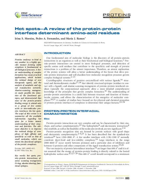 (PDF) Hot spots-A review of the protein-protein interface determinant ...