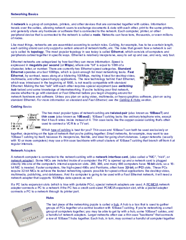 (DOC) Networking Basics