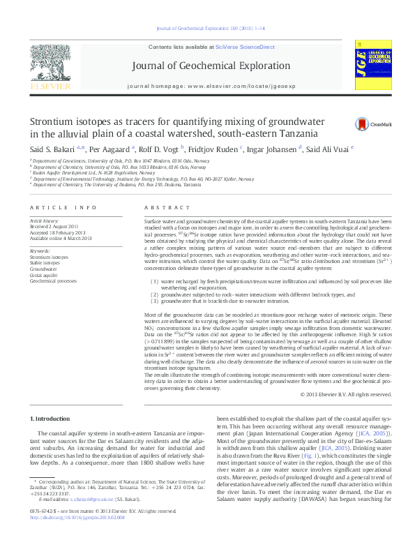 (PDF) Strontium isotopes as tracers for quantifying mixing of ...