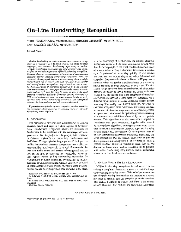 (PDF) On-line handwriting recognition