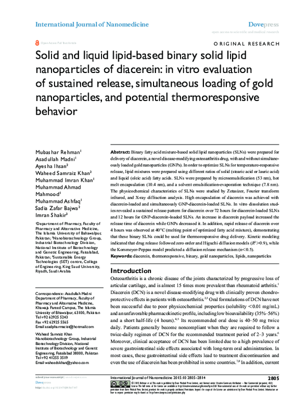 (PDF) Solid and liquid lipid-based binary solid lipid nanoparticles of ...