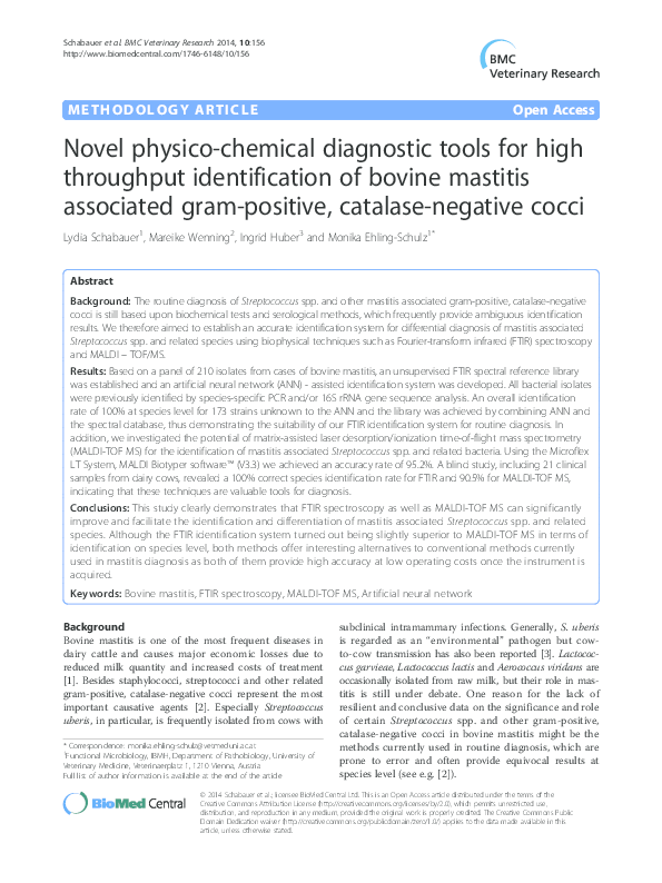 (PDF) Novel physico-chemical diagnostic tools for high throughput identification of bovine ...