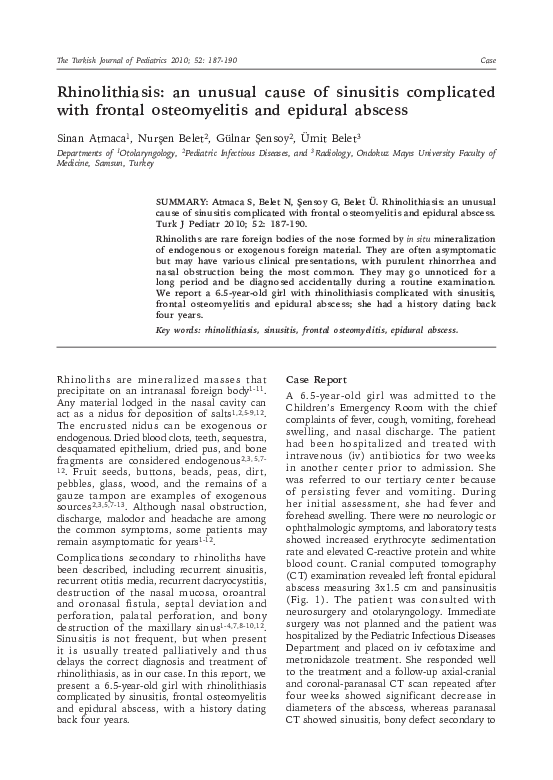 (PDF) Rhinolithiasis: an unusual cause of sinusitis complicated with ...