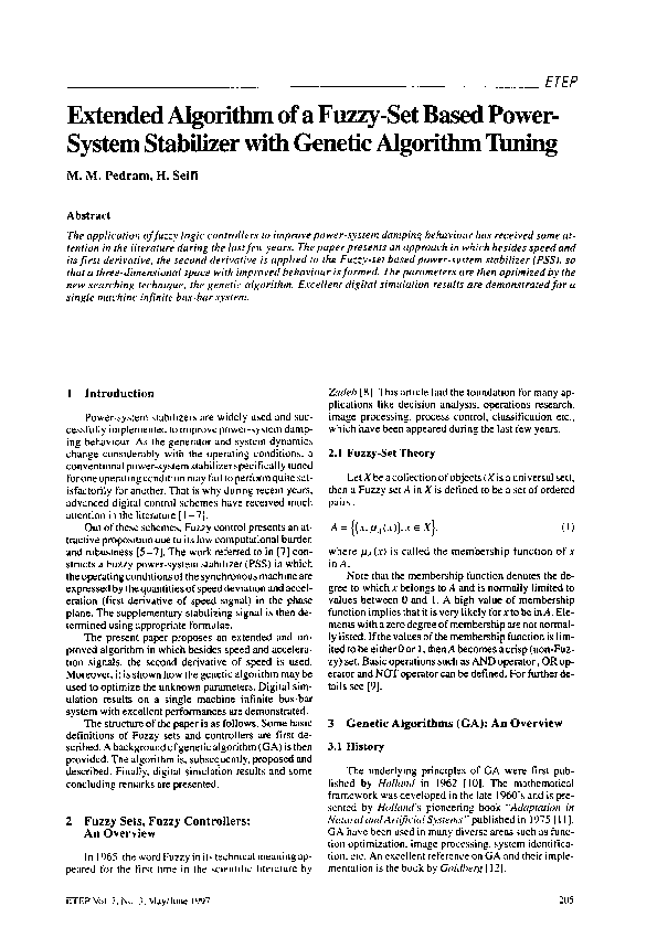 (PDF) Extended algorithm of a fuzzy-set based power-system stabilizer with genetic algorithm ...