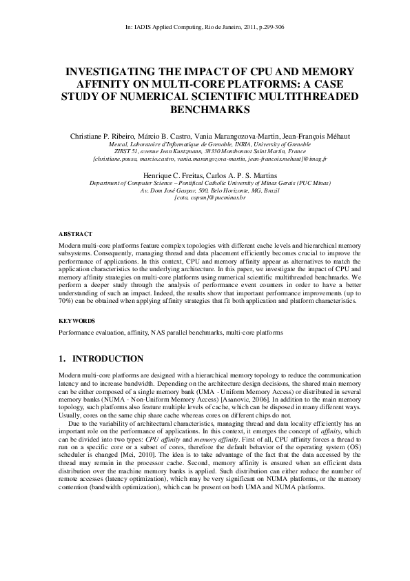 (PDF) Investigating the Impact of CPU and Memory Affinity on Multi-core Platforms: A Case Study ...