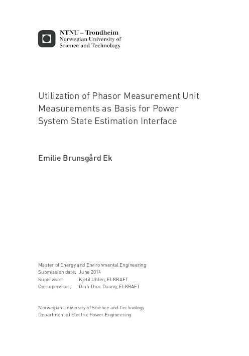 Pdf Utilization Of Phasor Measurement Unit Measurements As Basis For