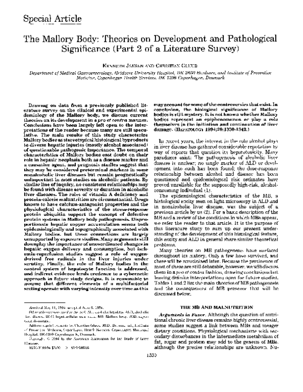 (PDF) The mallory body: Theories on development and pathological ...