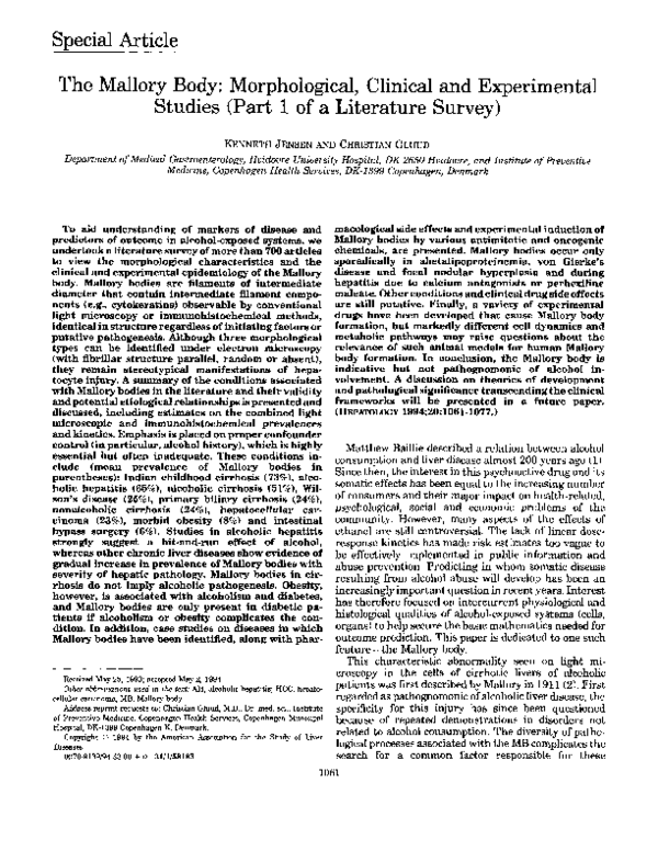 (PDF) The mallory body: Morphological, clinical and experimental ...