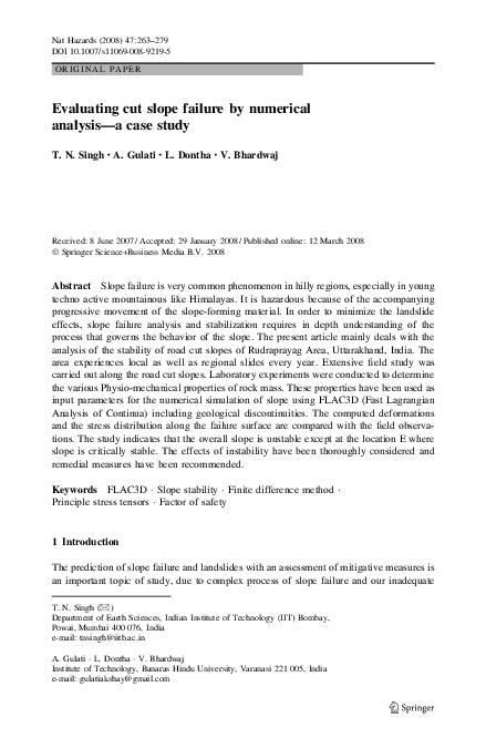 (PDF) Evaluating cut slope failure by numerical analysis—a case study