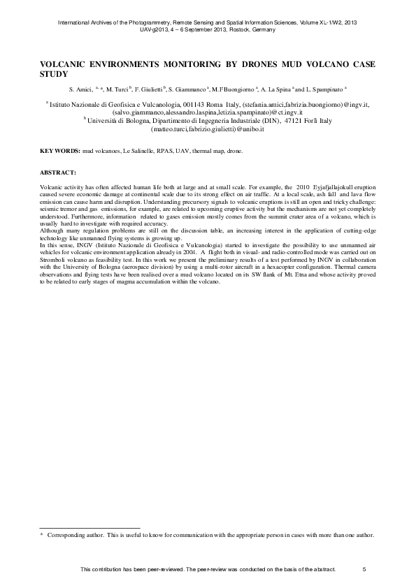 (PDF) Volcanic Environments Monitoring by Drones Mud Volcano Case Study